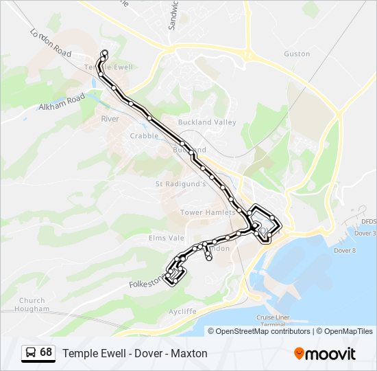 68 Route: Schedules, Stops & Maps - Temple Ewell (Updated)