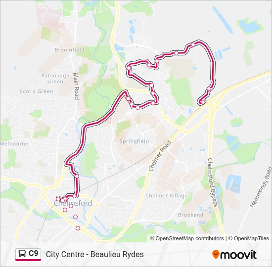 C9 Route: Schedules, Stops & Maps - Chelmsford City Centre (Updated)
