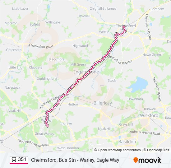 351 Route: Schedules, Stops & Maps - Chelmsford City Centre (Updated)