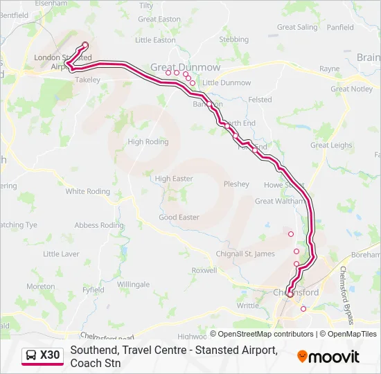 X30 Route: Schedules, Stops & Maps - Stansted Airport (Updated)