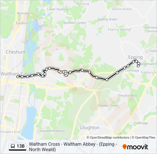 13b Route: Schedules, Stops & Maps - Epping (Updated)