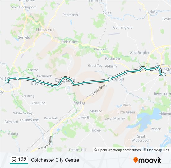 132 Route: Schedules, Stops & Maps - Colchester City Centre (Updated)