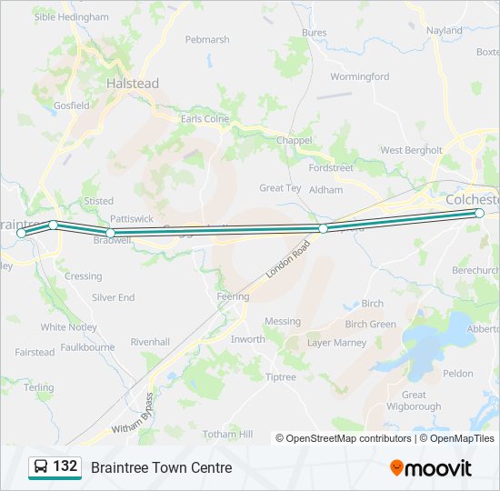 132 Route: Schedules, Stops & Maps - Braintree Town Centre (Updated)