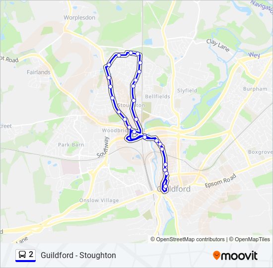 2 Route: Schedules, Stops & Maps - Guildford (Updated)
