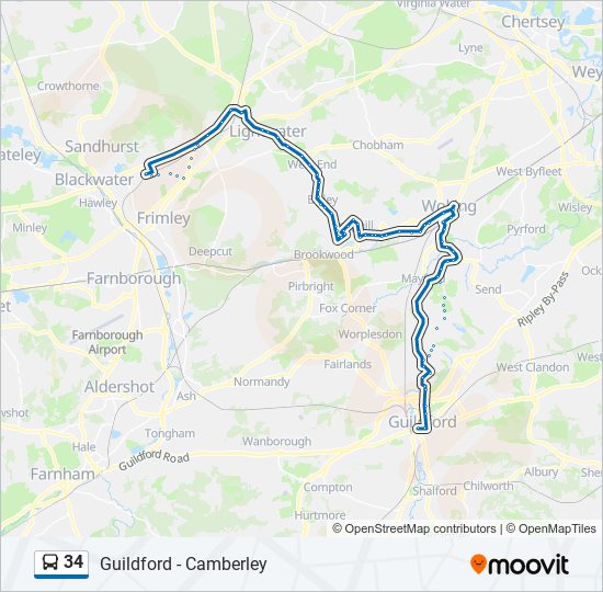 34 Route: Schedules, Stops & Maps - Guildford (Updated)