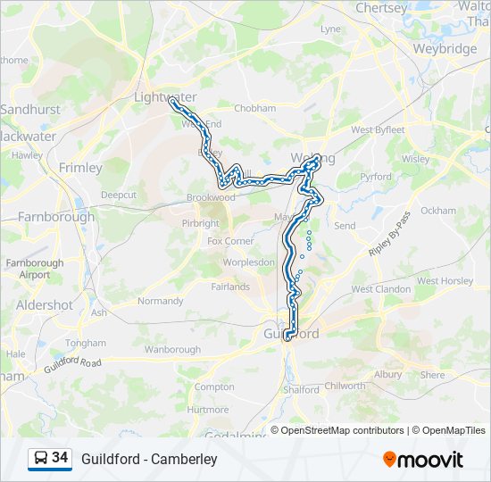 34 Route: Schedules, Stops & Maps - Lightwater (Updated)