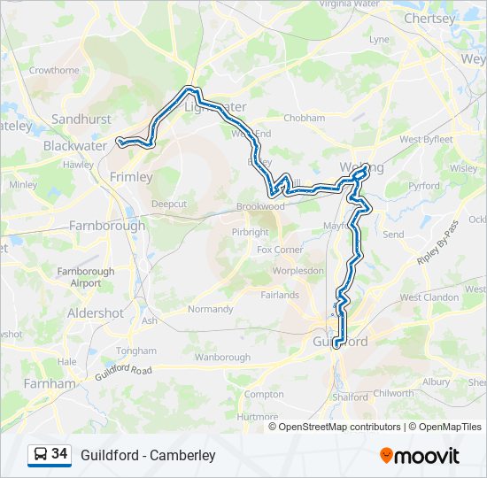 34 Route: Schedules, Stops & Maps - Camberley (Updated)