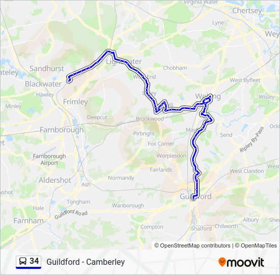 34 Route: Schedules, Stops & Maps - Camberley (Updated)