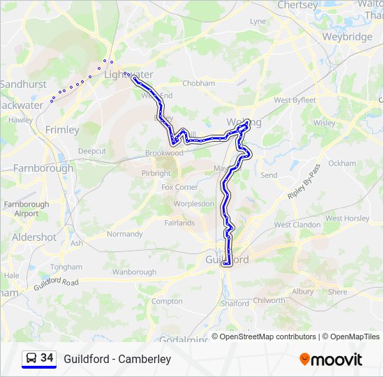 34 Route: Schedules, Stops & Maps - Guildford (Updated)