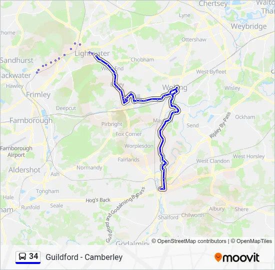 34 Route: Schedules, Stops & Maps - Guildford (Updated)