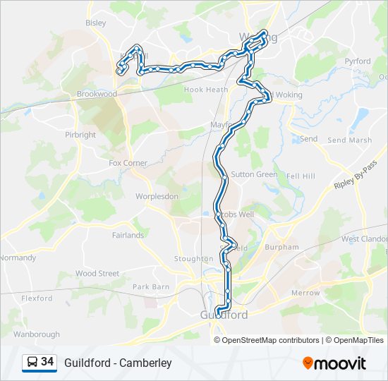 34 Route: Schedules, Stops & Maps - Knaphill (Updated)