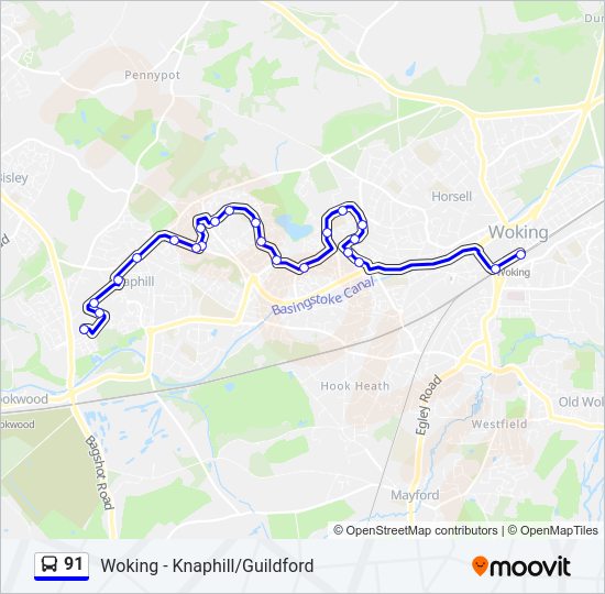 91 Route: Schedules, Stops & Maps - Knaphill (Updated)