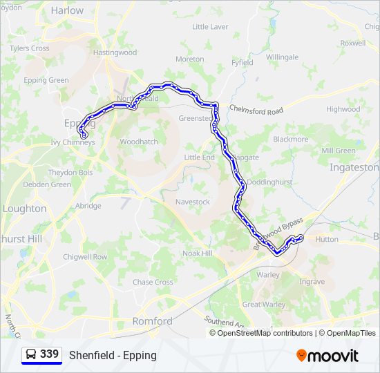 339 Route: Schedules, Stops & Maps - Shenfield (Updated)