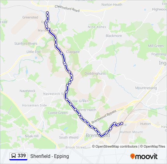 339 Route: Schedules, Stops & Maps - Ongar (Updated)