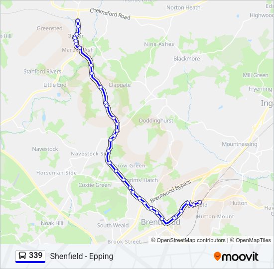 339 Route: Schedules, Stops & Maps - Ongar (Updated)