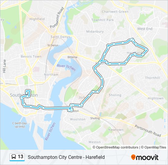 13 Route: Schedules, Stops & Maps - Southampton City Centre (Updated)