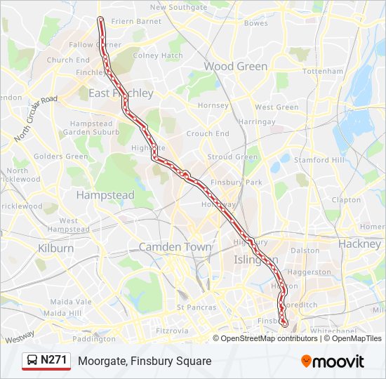 n271 Route: Schedules, Stops & Maps - Moorgate, Finsbury Square (Updated)