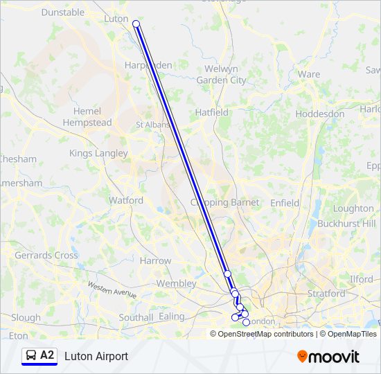 a2 Route: Schedules, Stops & Maps - Luton Airport (Updated)