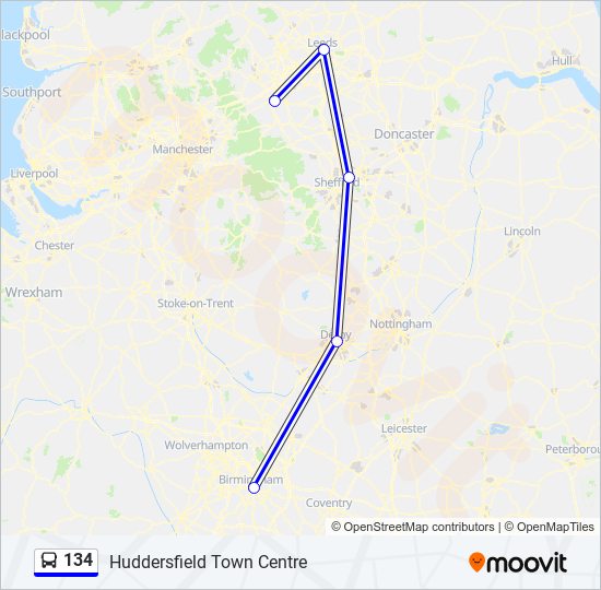 134 Route: Schedules, Stops & Maps - Huddersfield Town Centre (Updated)