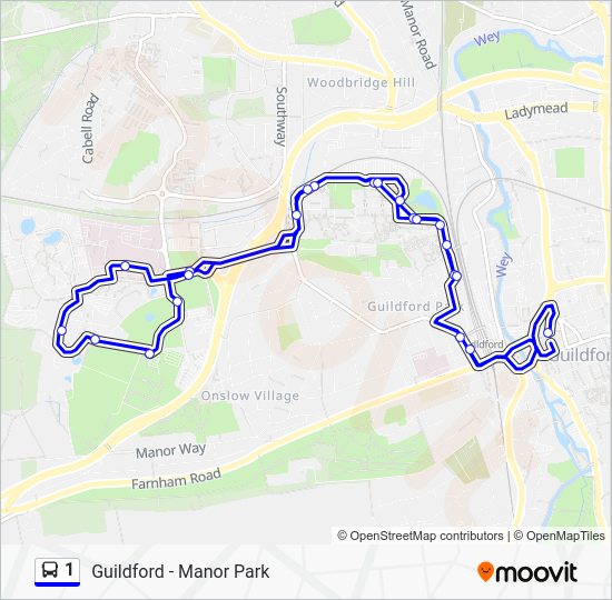 1 Route: Schedules, Stops & Maps - Guildford (Updated)
