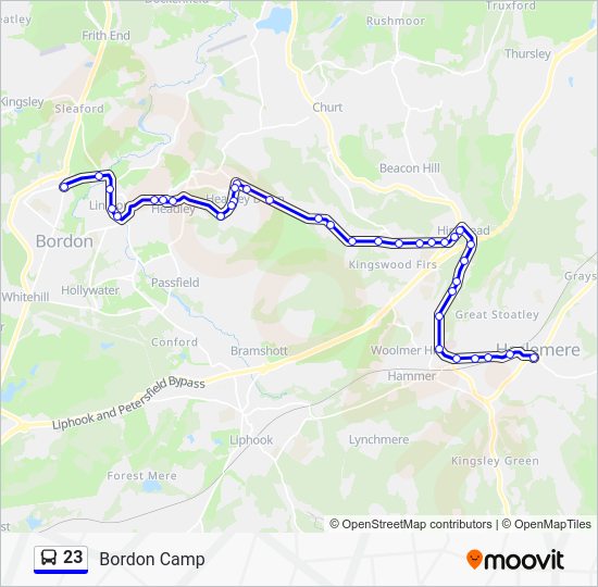 23 Route: Schedules, Stops & Maps - Bordon Camp (Updated)