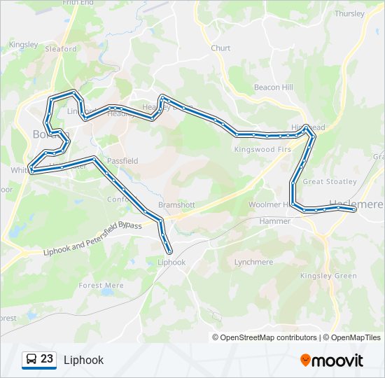23 Route: Schedules, Stops & Maps - Liphook (Updated)