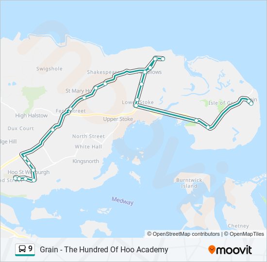 9 Route: Schedules, Stops & Maps - Hoo St Werburgh (Updated)