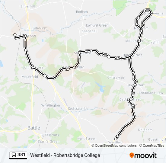 381 Route: Schedules, Stops & Maps - Robertsbridge (Updated)
