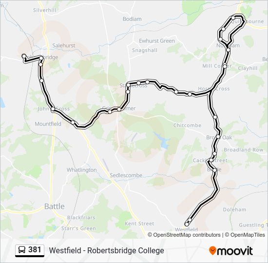 381 Route: Schedules, Stops & Maps - Robertsbridge (Updated)