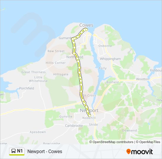 n1 Route: Schedules, Stops & Maps - Cowes (Updated)