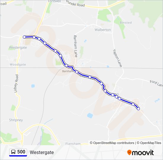 500 Route: Schedules, Stops & Maps - Westergate (Updated)