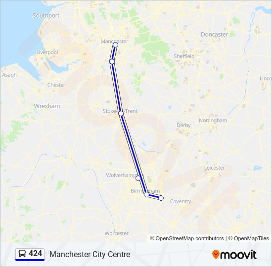 424 Route: Schedules, Stops & Maps - Manchester City Centre (Updated)