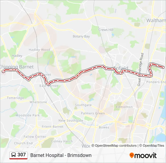 307 Route: Schedules, Stops & Maps - Barnet Hospital (Updated)
