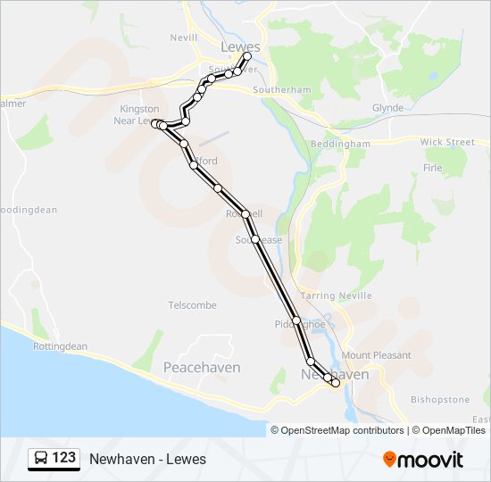 123 Route: Schedules, Stops & Maps - Newhaven (Updated)