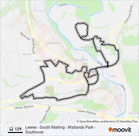 129 Route: Schedules, Stops & Maps - Lewes (Updated)