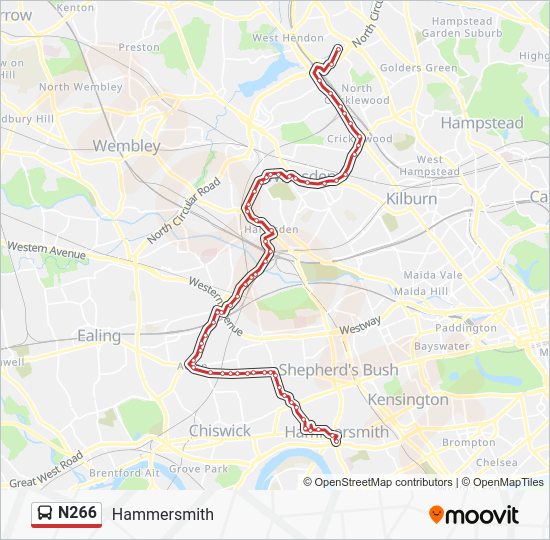N266 Route: Schedules, Stops & Maps - Hammersmith (Updated)