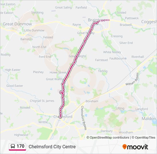 170 Route: Schedules, Stops & Maps - Chelmsford City Centre (Updated)