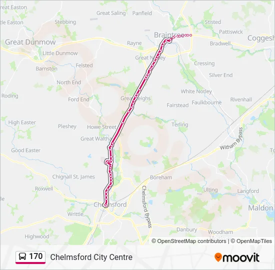 170 Route: Schedules, Stops & Maps - Chelmsford City Centre (Updated)