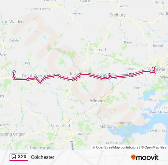 X20 Route: Schedules, Stops & Maps - Colchester (Updated)