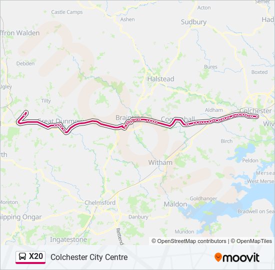 x20 Route: Schedules, Stops & Maps - Colchester City Centre (Updated)