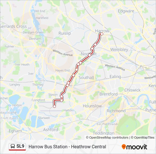 SL9 Route: Schedules, Stops & Maps - Heathrow Central (Updated)