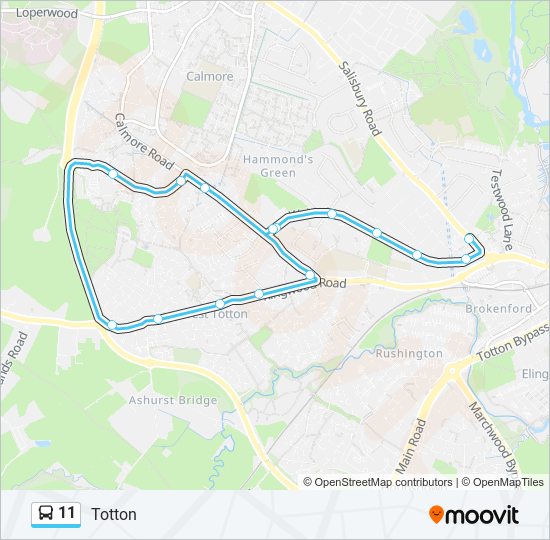 11 Route: Schedules, Stops & Maps - Totton (Updated)