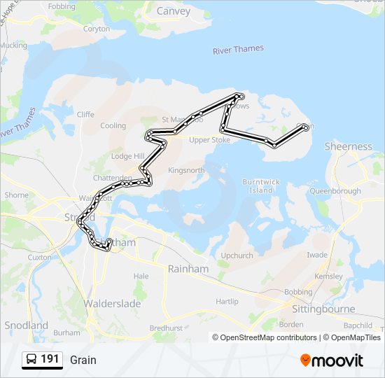 191 Route: Schedules, Stops & Maps - Grain (Updated)