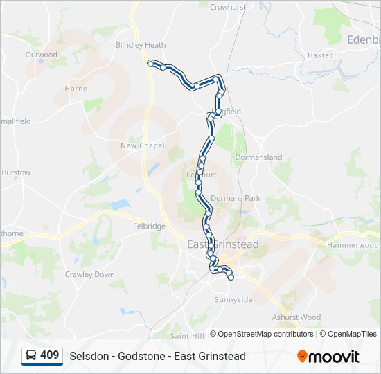 409 Route: Schedules, Stops & Maps - Blindley Heath (Updated)