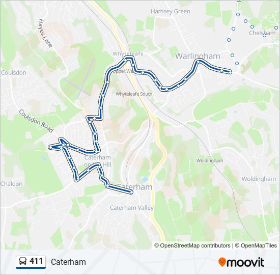 411 Route: Schedules, Stops & Maps - Caterham (Updated)