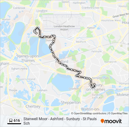 616 Route: Schedules, Stops & Maps - Stanwell Moor (Updated)