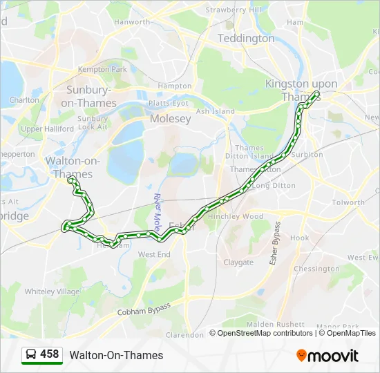 458 Route: Schedules, Stops & Maps - Walton-On-Thames (Updated)