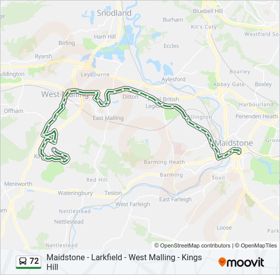 72 Route: Schedules, Stops & Maps - Kings Hill (Updated)