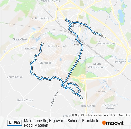 968 Route: Schedules, Stops & Maps - Ashford (Updated)