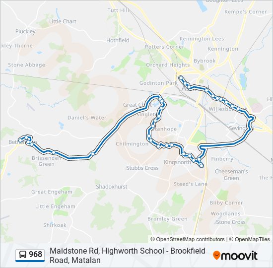 968 Route: Schedules, Stops & Maps - Bethersden (Updated)